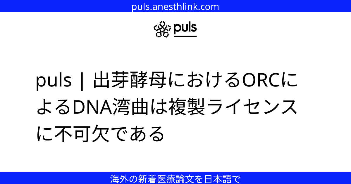 puls | 出芽酵母におけるORCによるDNA湾曲は複製ライセンスに不可欠である